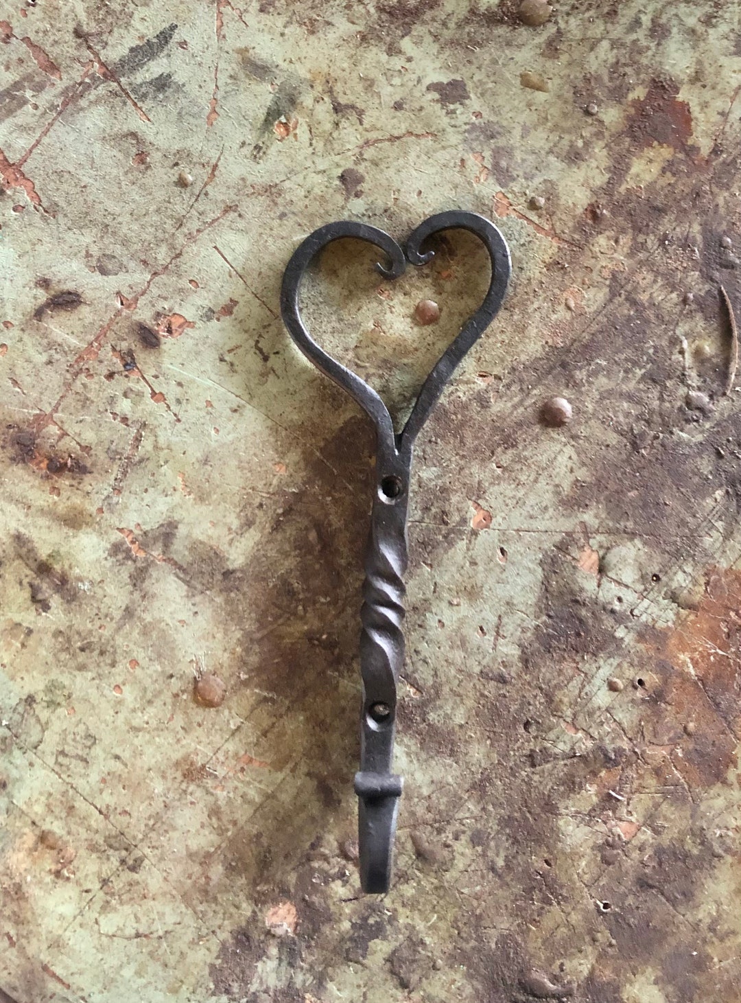 Heart Shaped Hook - Hand Forged - J Hook With Twist and Scroll - Etsy