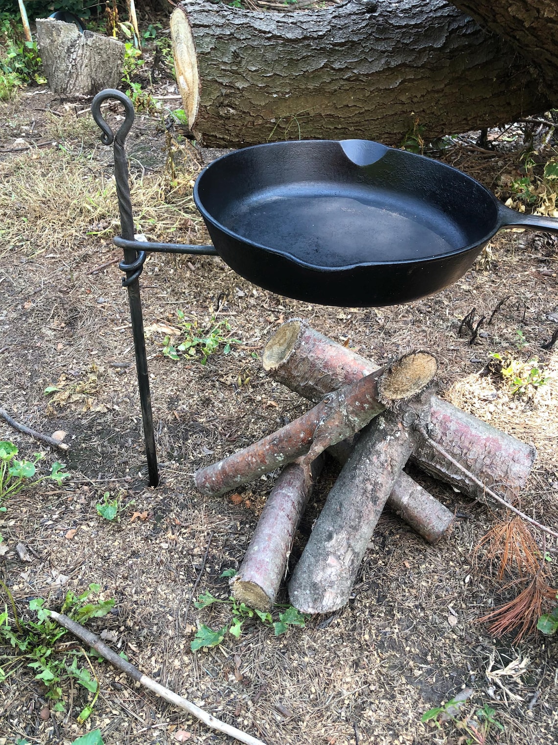 Campfire Skillet Holder and Pot Hanger With Post - Camping Swingarm ...