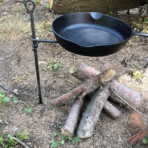 Campfire Skillet Holder and Pot Hanger With Post - Camping Swingarm ...