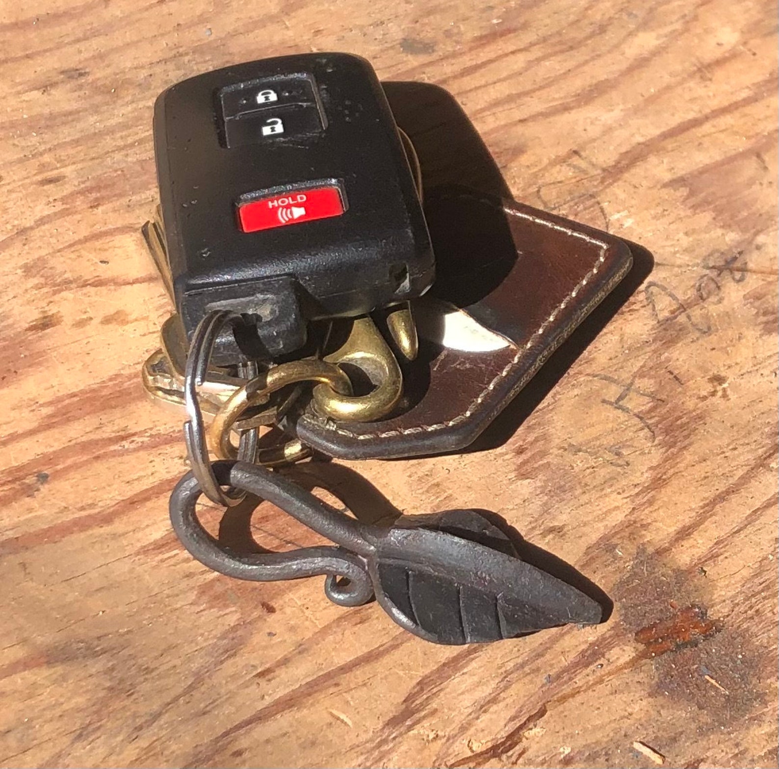 Leaf Shaped Key Fob / Ornament - Hand Forged and Personalized - Etsy