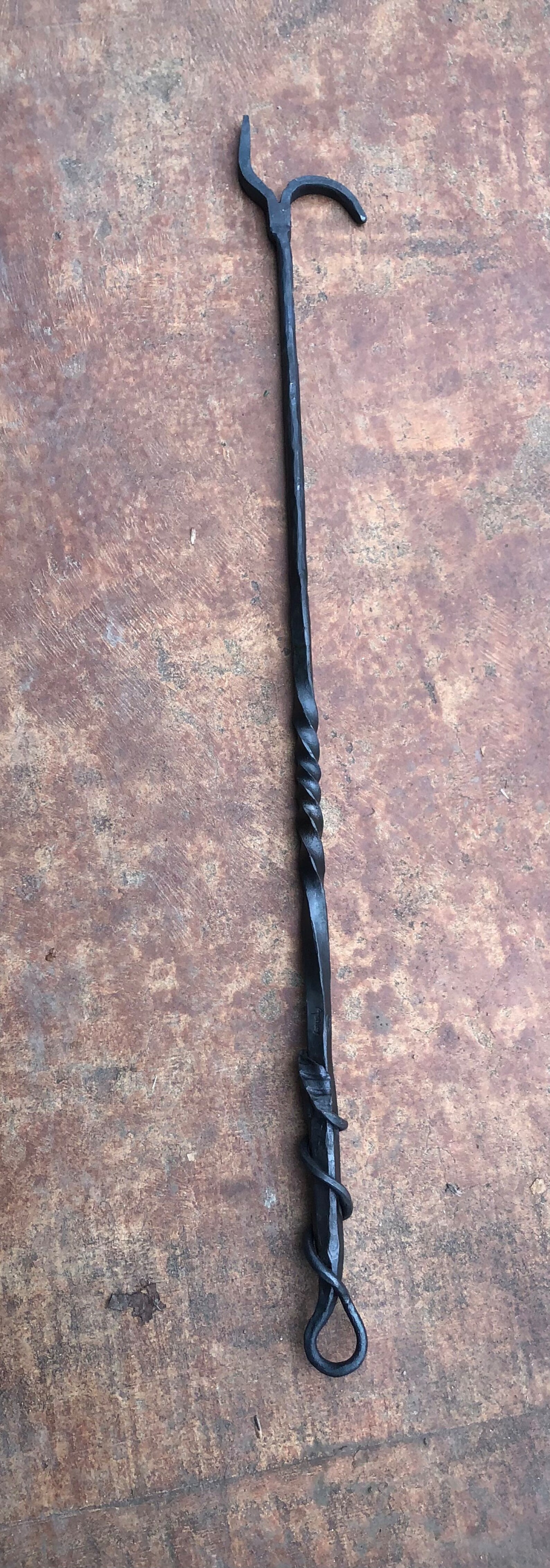 Fireplace Poker With Vine and Leaf Handle and Twist - Hand Forged - Etsy