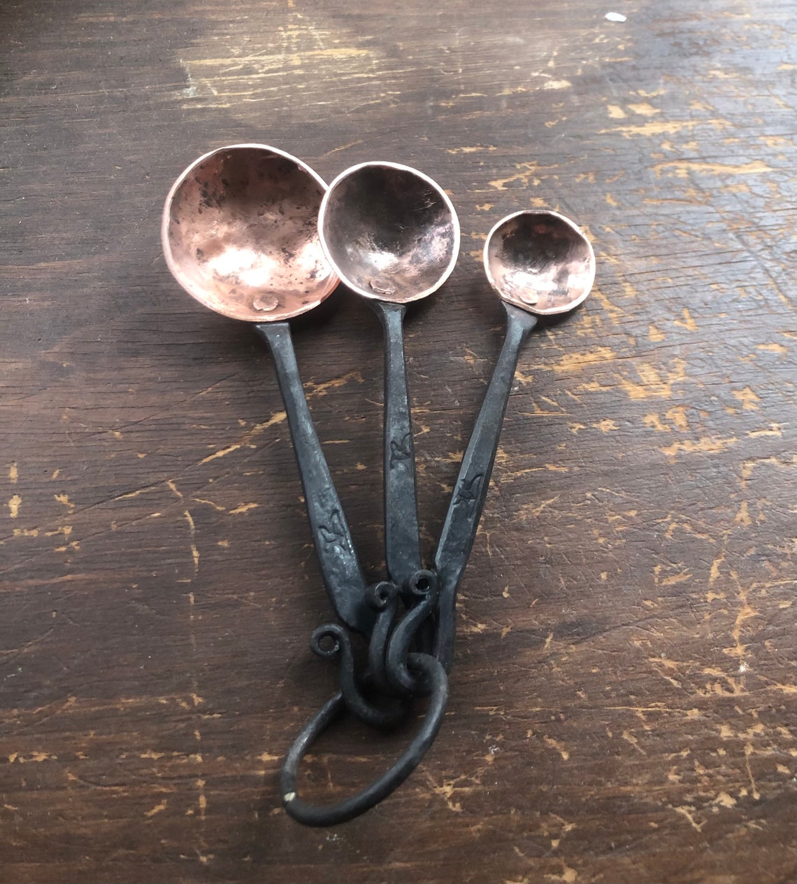 Set of 3 Copper Measuring Spoons Hand Forged - Etsy