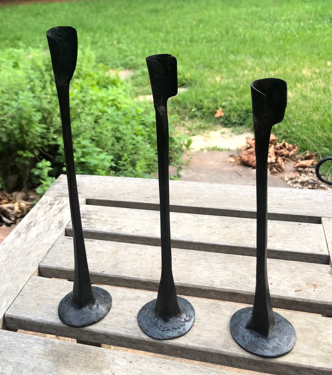 Set of 3 Hand Forged Candle Sticks/taper Candle Holder, Hand Made From ...