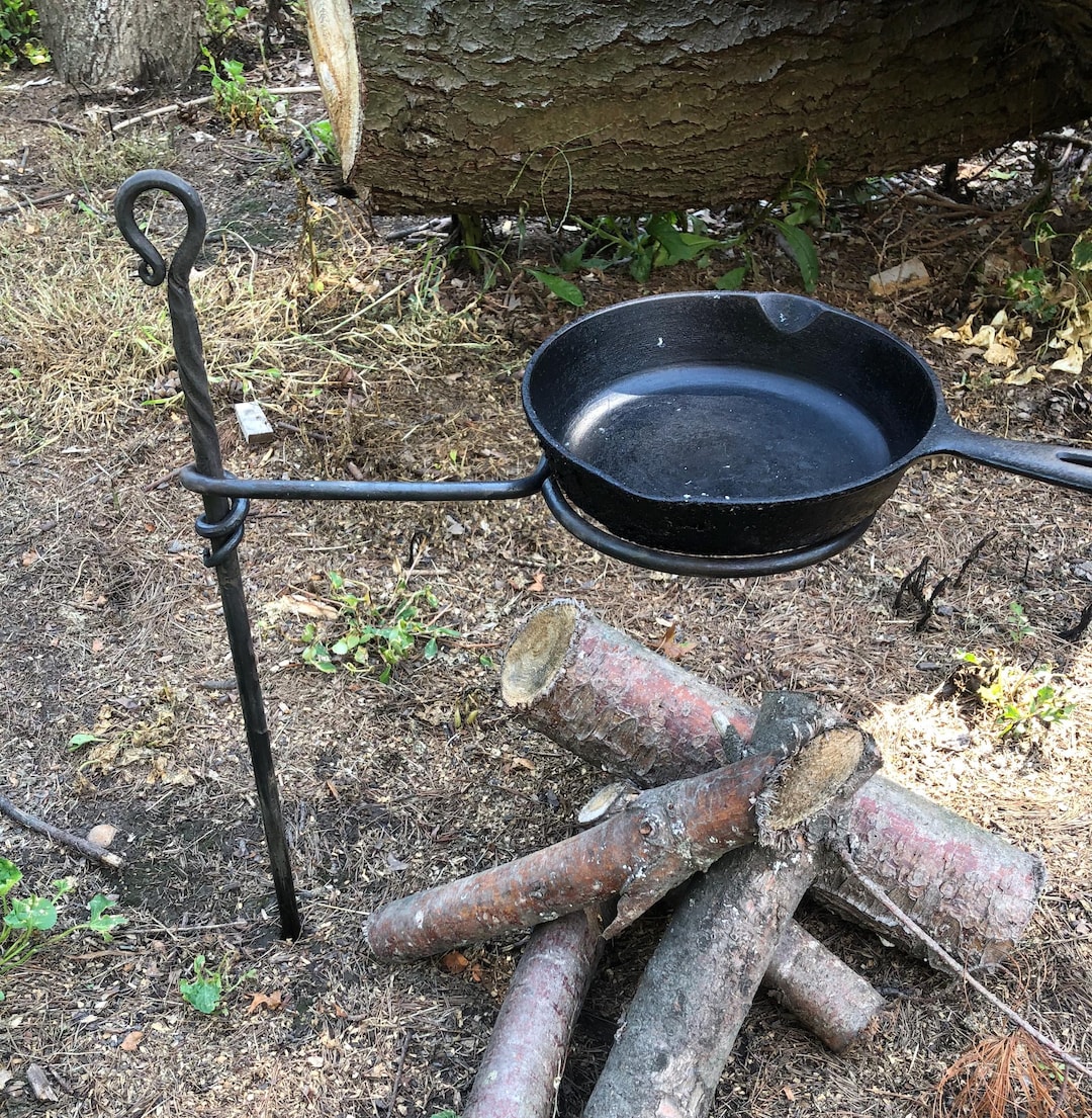 Campfire Skillet Holder and Pot Hanger With Post - Camping Swingarm ...