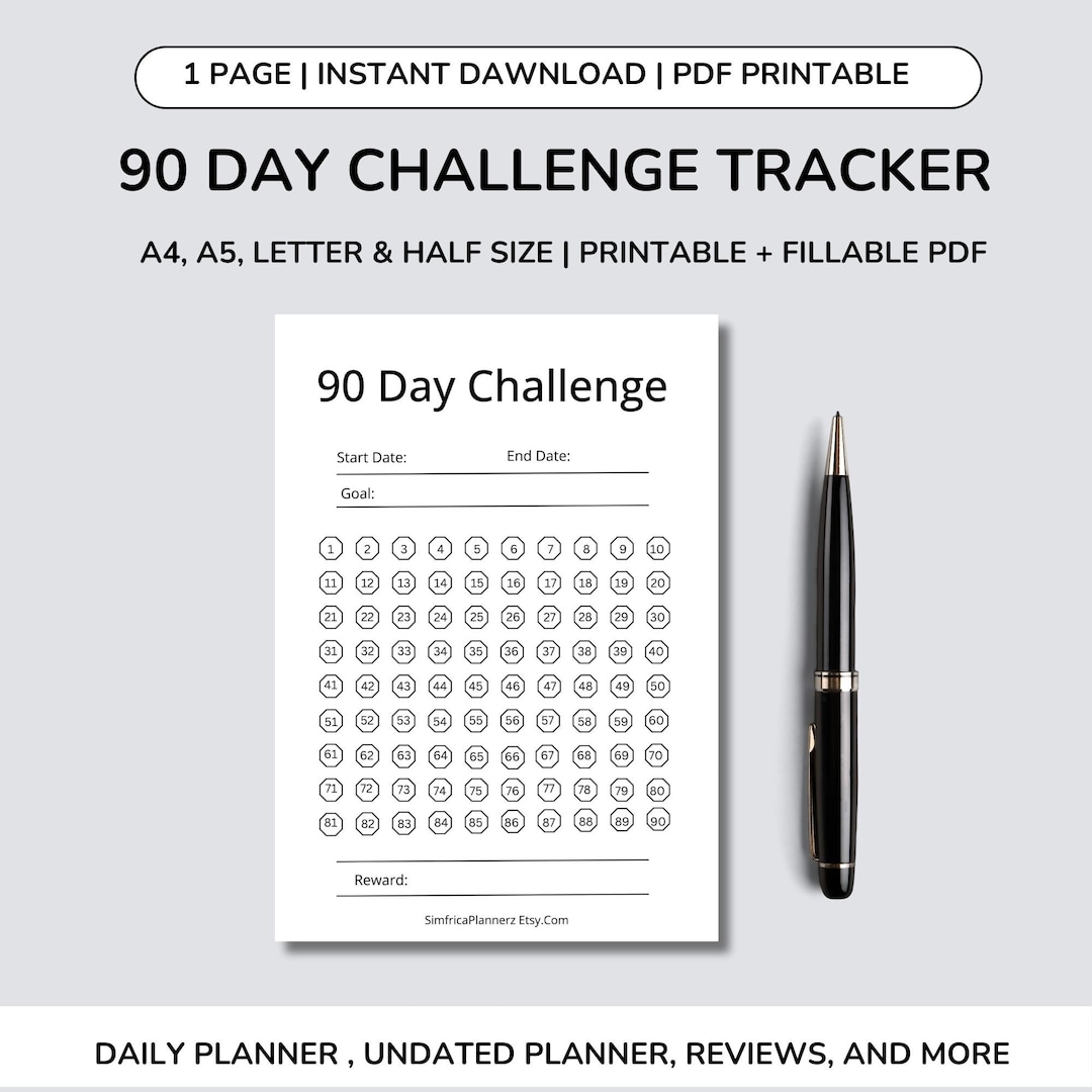 90 Day Challenge Planner Printable Habit Tracker best - Etsy