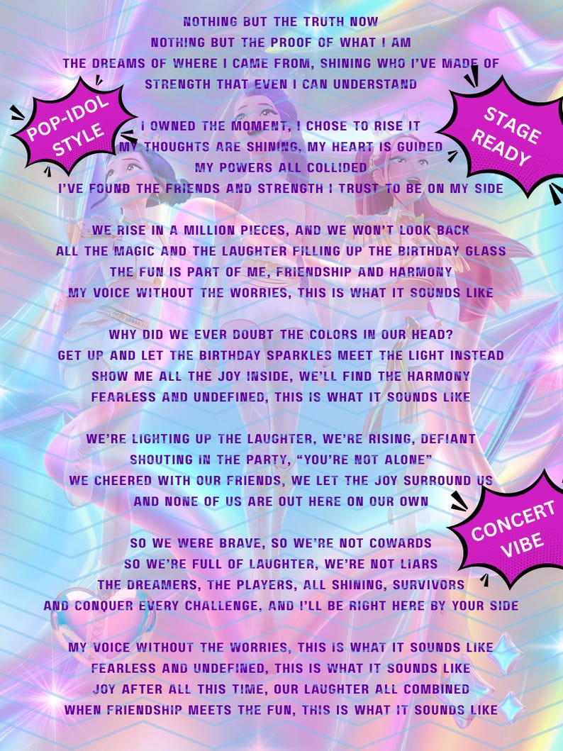 Pop Idol Birthday Song Lyrics Poster | Concert Vibe (canva Template) - Etsy