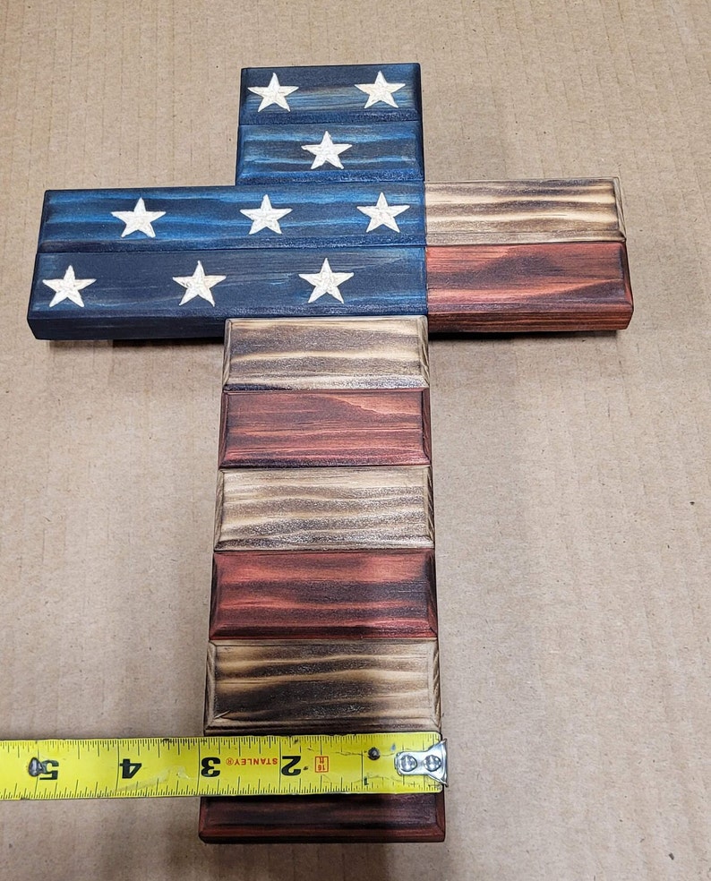 Handcrafted Wooden American Flag Cross - Etsy