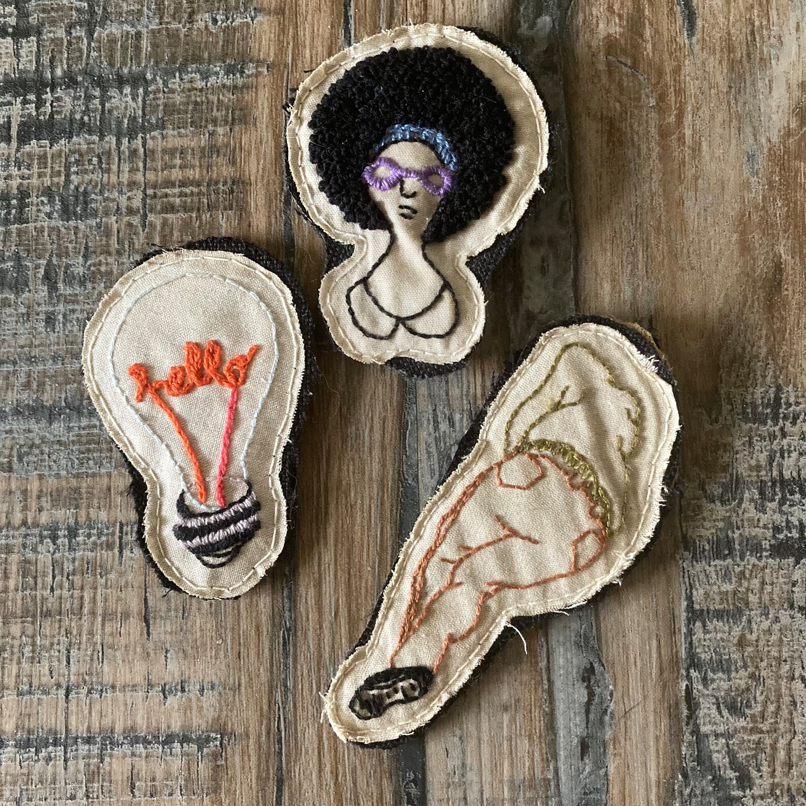 Hand Stitched Patches Set | Visible Mending Embroidery Appliqué ...