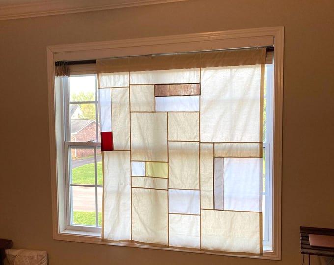 Modern Pojagi Curtain, Pojagi Panel, Pure Linen Curtain, Home Decor ...