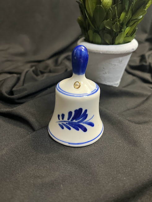 Vintage Delft Blue White Porcelain Handheld Bell, Windmill and Fern ...