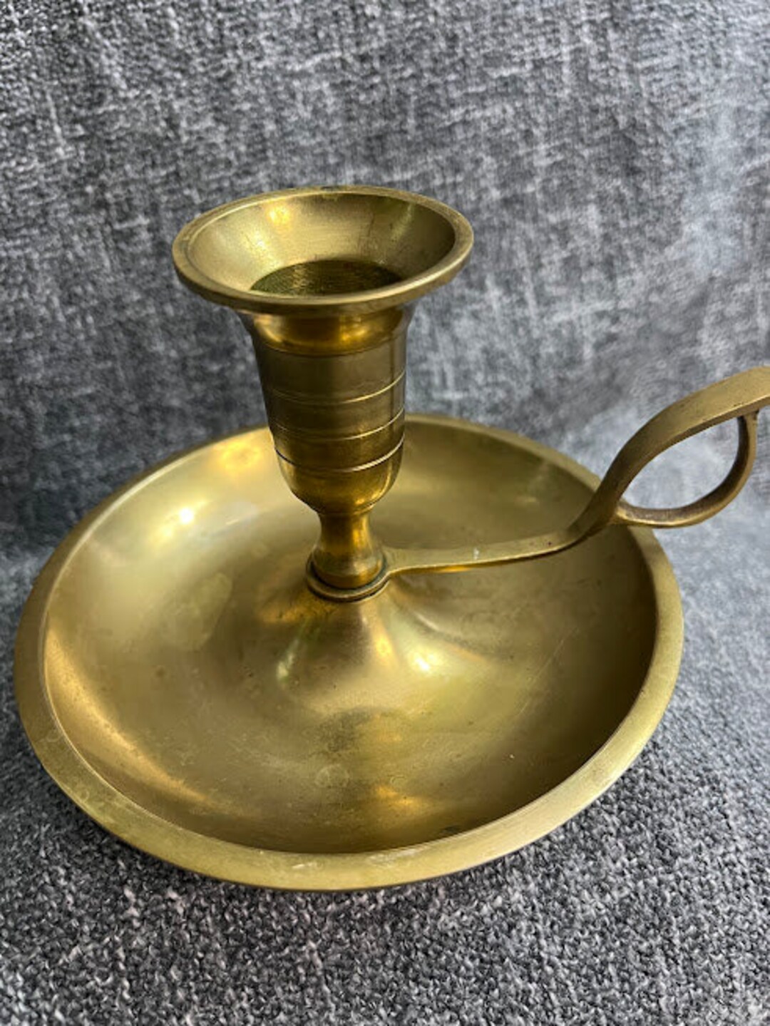 Vintage Brass Candlestick With Finger Loop / Carrying Handle - Etsy