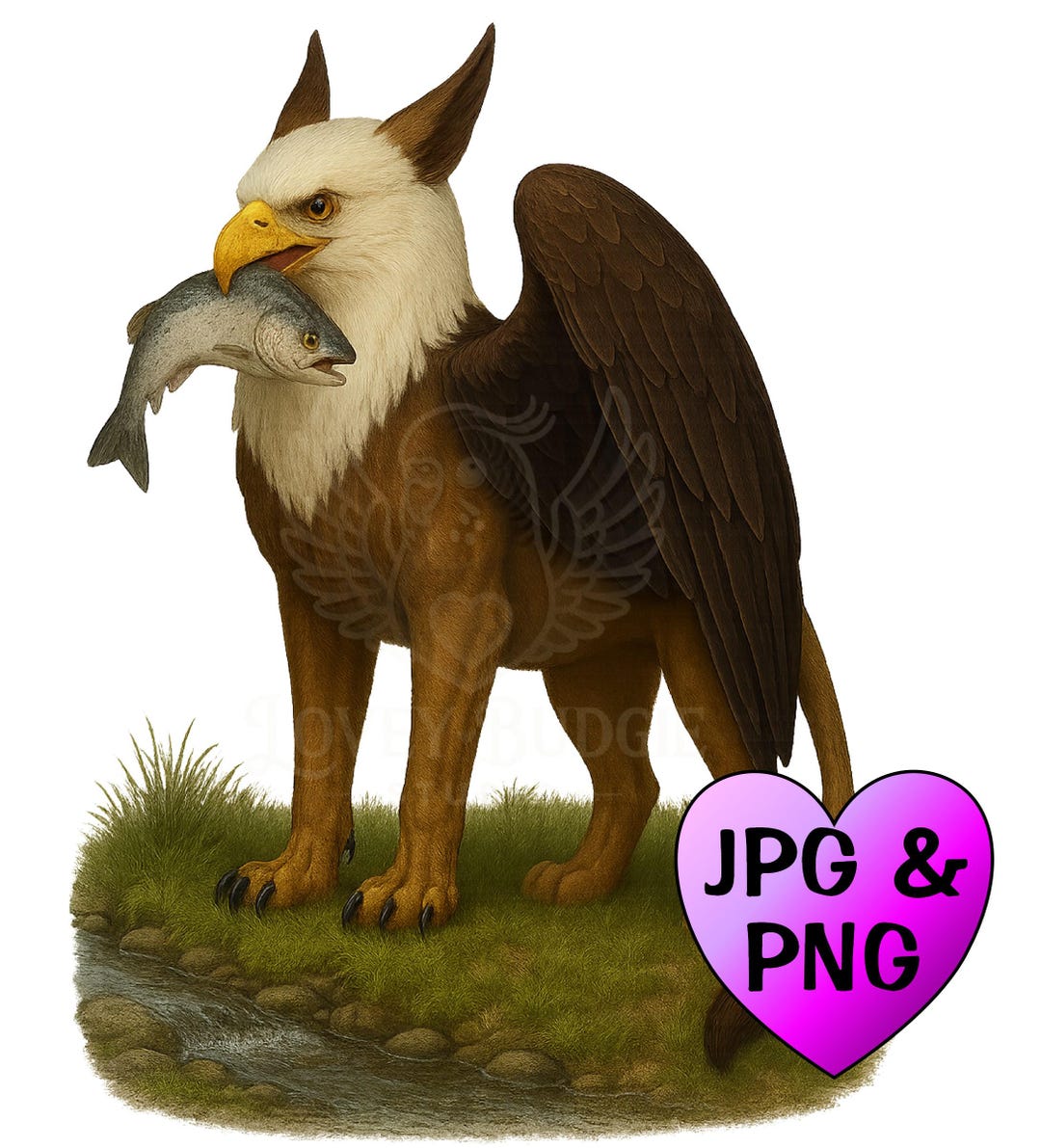 Realistic Gryphon Fishing Digital Downloadable Art 2 Formats PNG & JPG ...