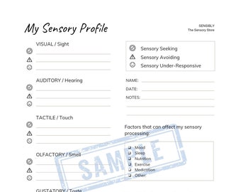 My Sensory Profile 90s Sensory Processing Questionnaire for Parents ...