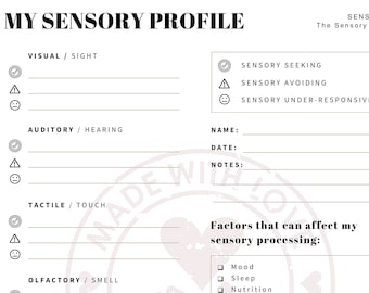 My Sensory Profile Casual Sensory Processing Questionnaire for Parents ...