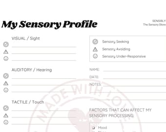 My Sensory Profile 90s Sensory Processing Questionnaire for Parents ...