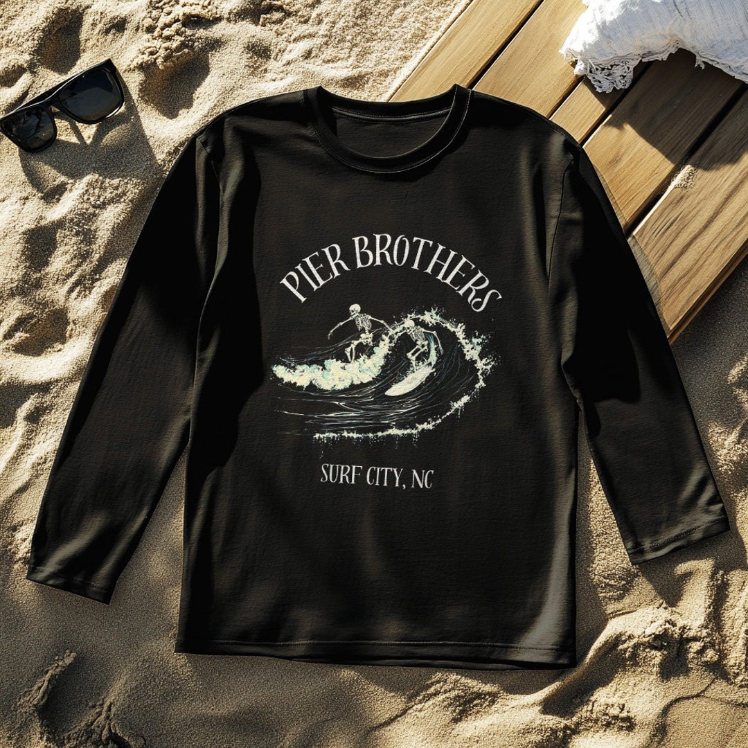 Pier Brothers Skeleton Surfer Long Sleeve Shirt Beach Shirt, Rashguard ...