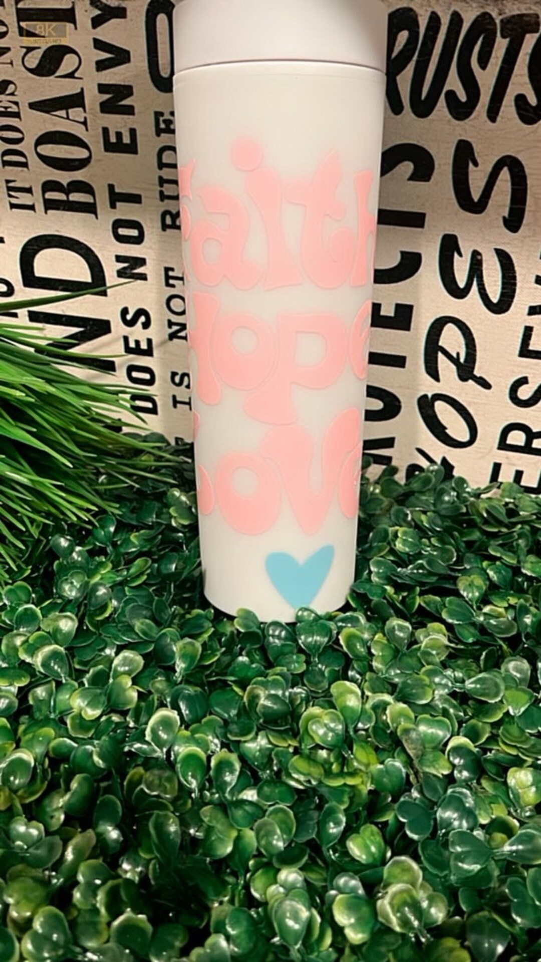 Faith Hope Love Pink Design With Light Blue Hearts16oz - Etsy