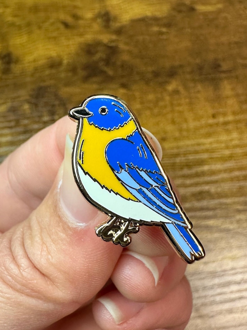 Enamel Blue Bird Pin - Etsy