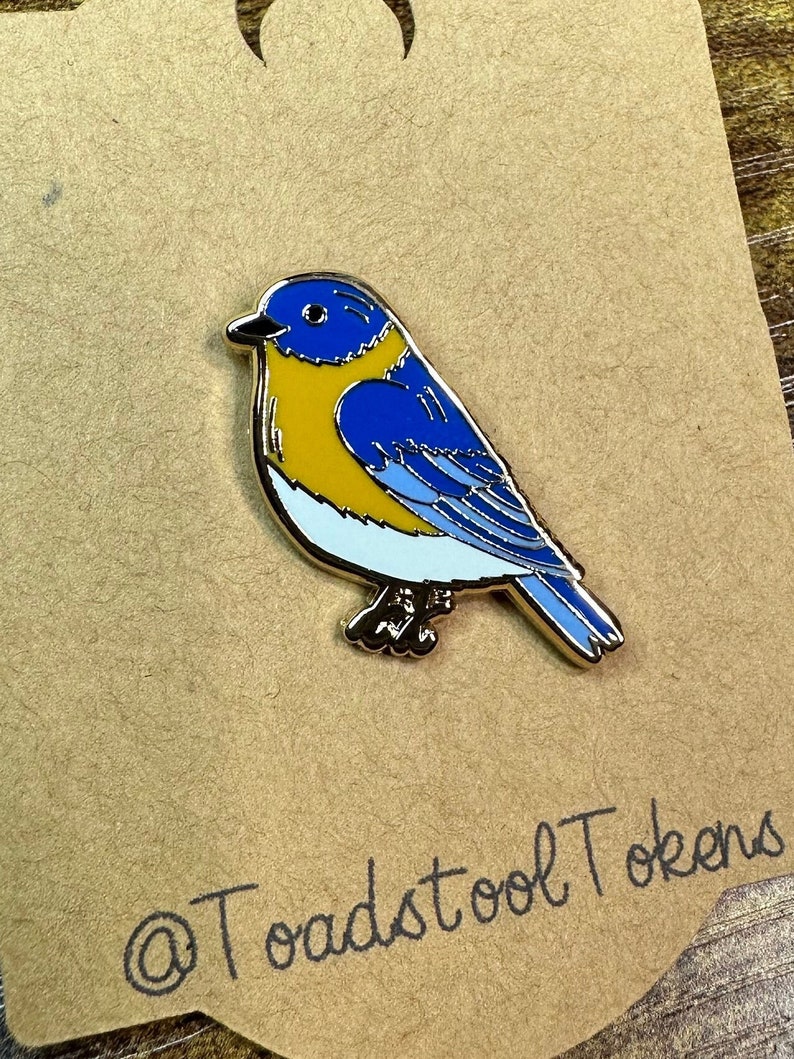 Enamel Blue Bird Pin - Etsy