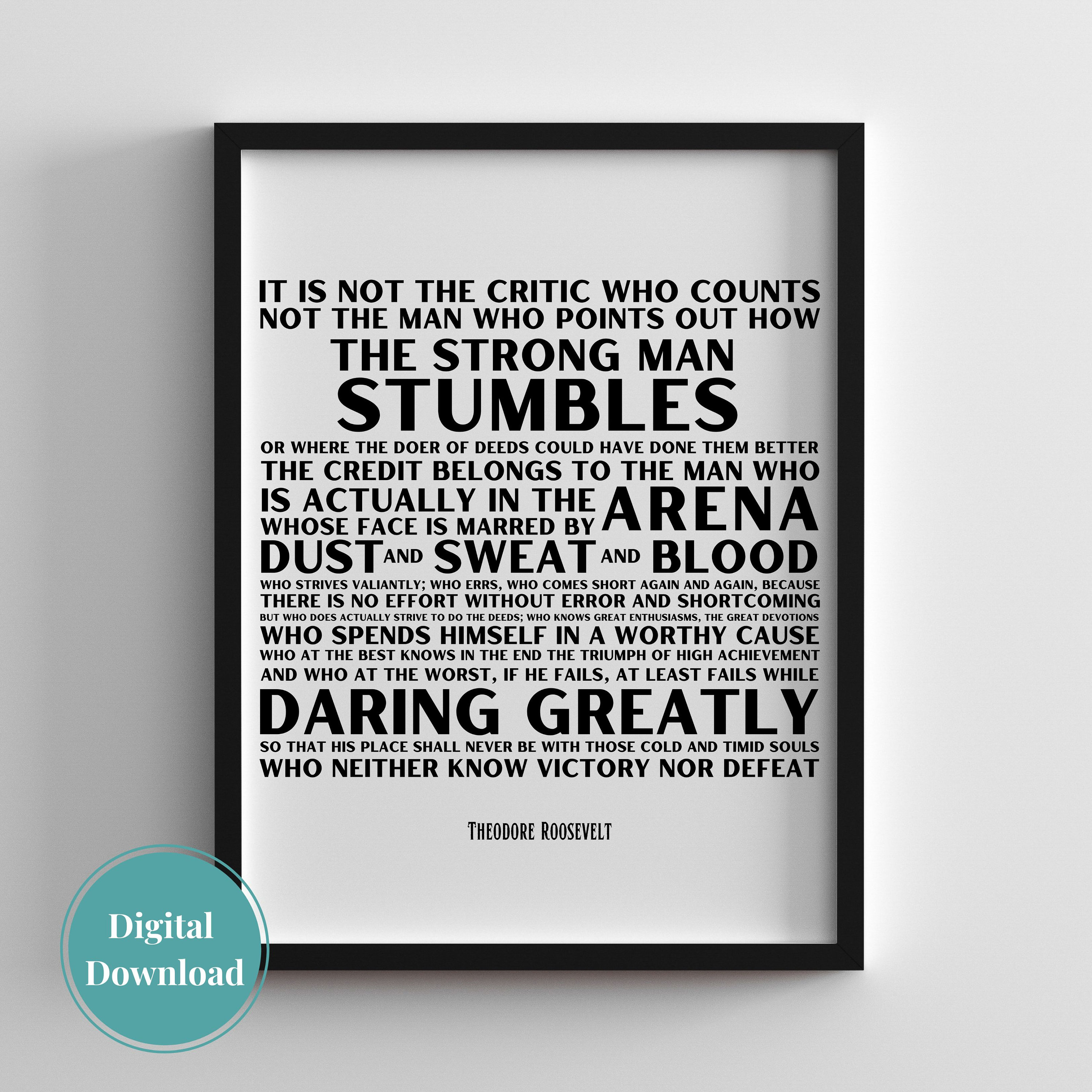 MAN in the ARENA \\ Digital Print Design \\ Inspirational Quote ...