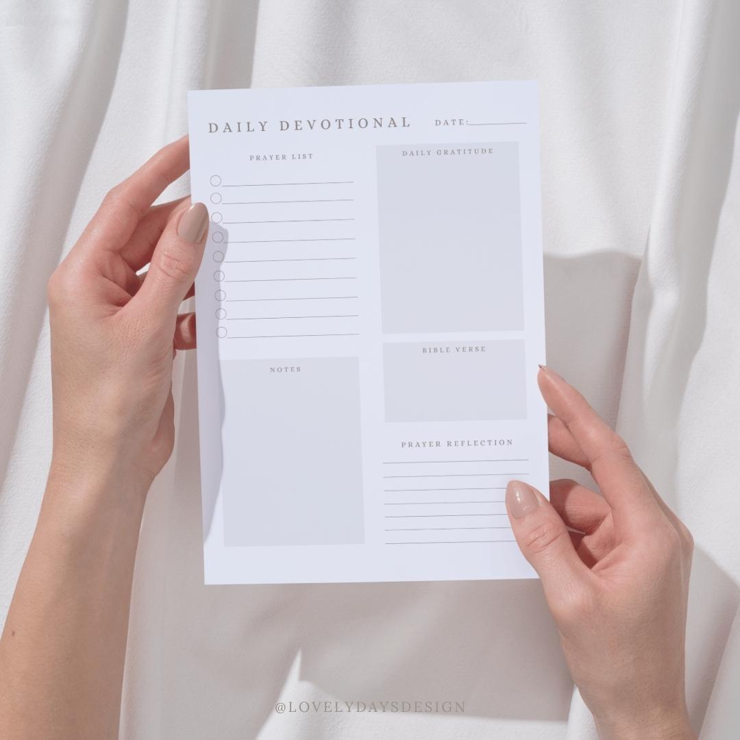 Daily Devotional Printable | Christian Prayer Sheet | Bible Verse ...