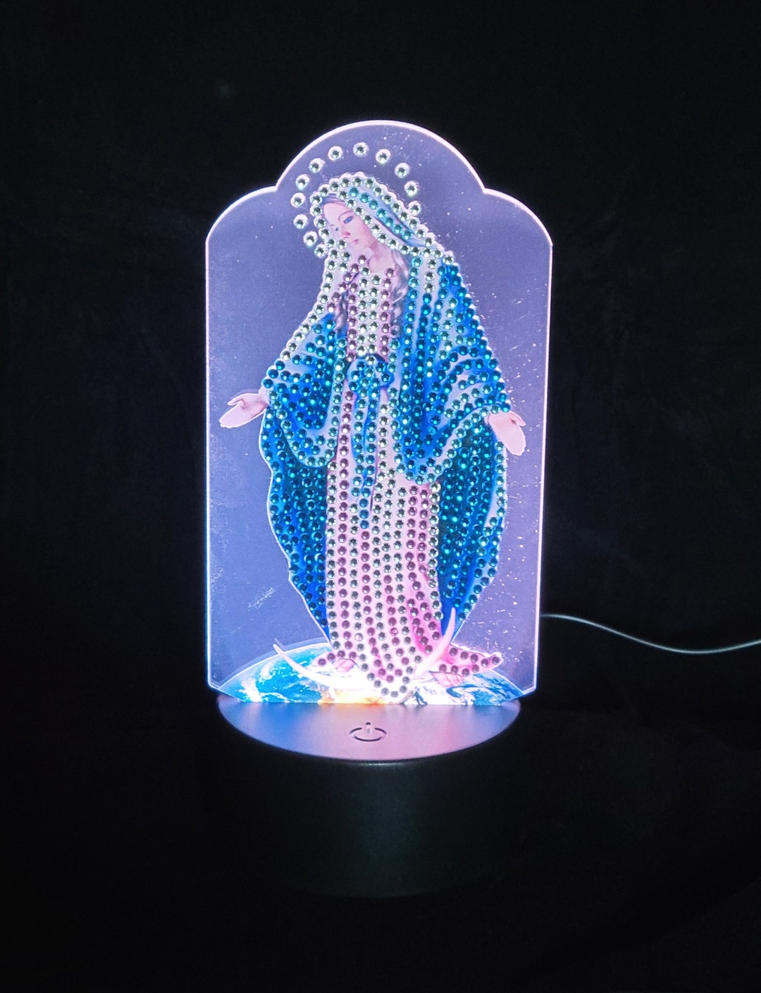 Blessed Virgin Mary Diamond Painting Lamp Nightlight Changes Colors ...