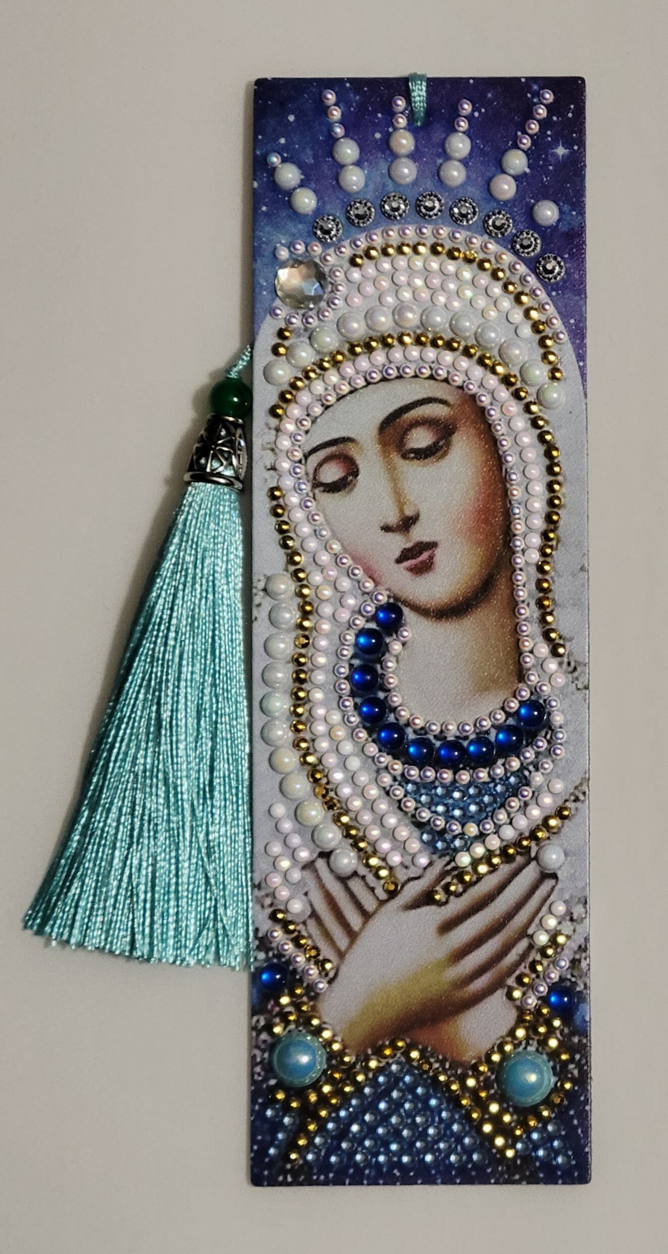 Blessed VIRGIN MARY Madonna Leather Bookmark Decorated With Diamond ...