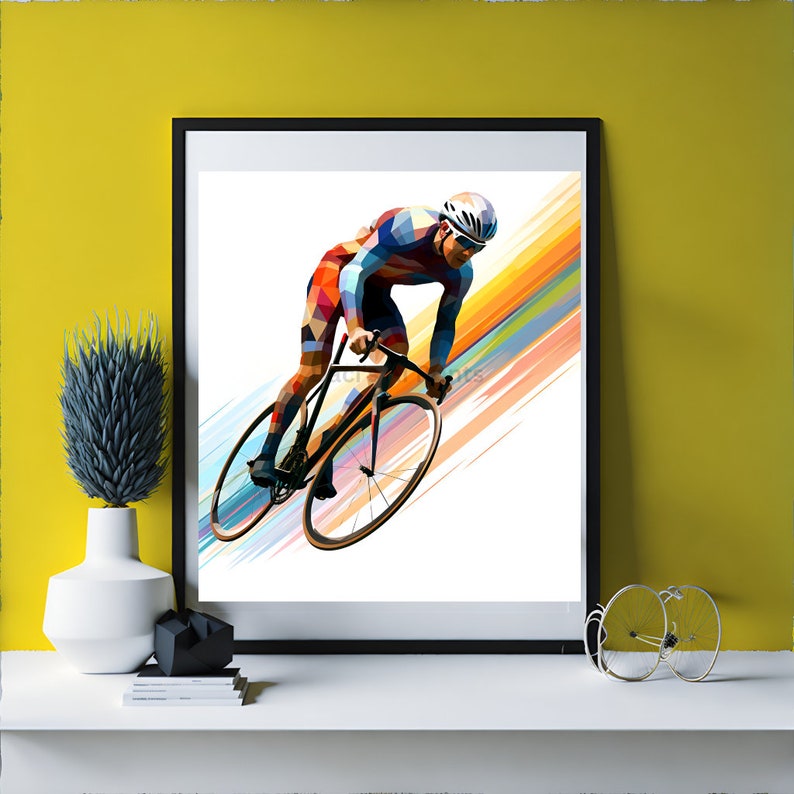 Cycling Digital Print Cyclist Abstract Digital Print - Etsy