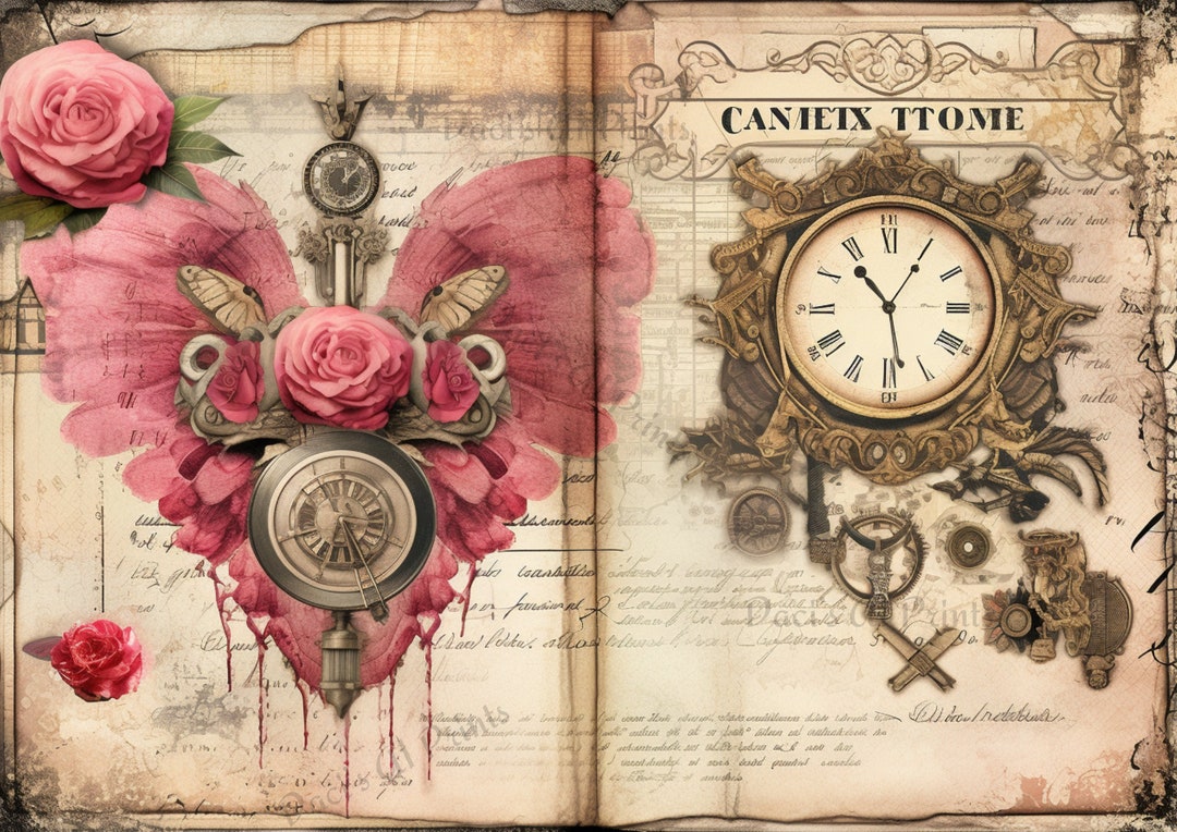 Steampunk Valentines Junk Journal Pages, Victorian Junk Journal ...