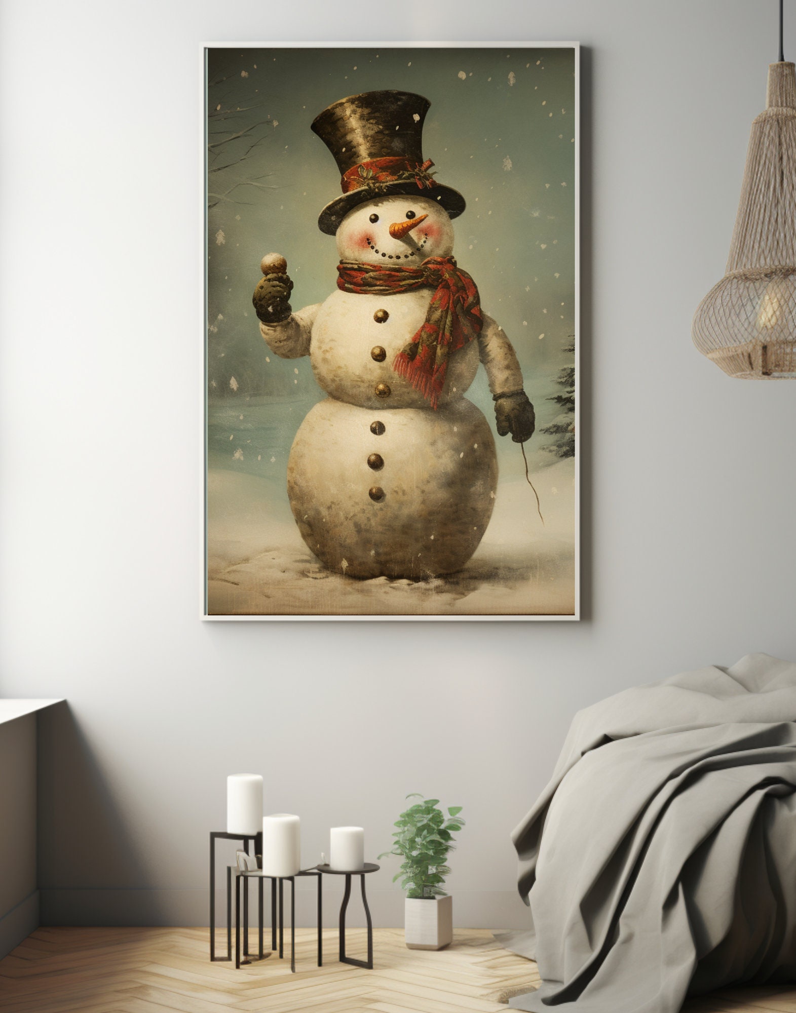 Vintage Christmas Snowman Wall Art, Christmas Decor, Rustic Christmas ...