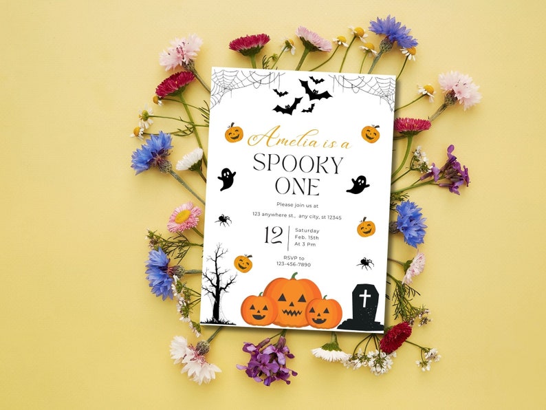 Spooky One Birthday Invitation, 1st Birthday Invite, Halloween Birthday ...