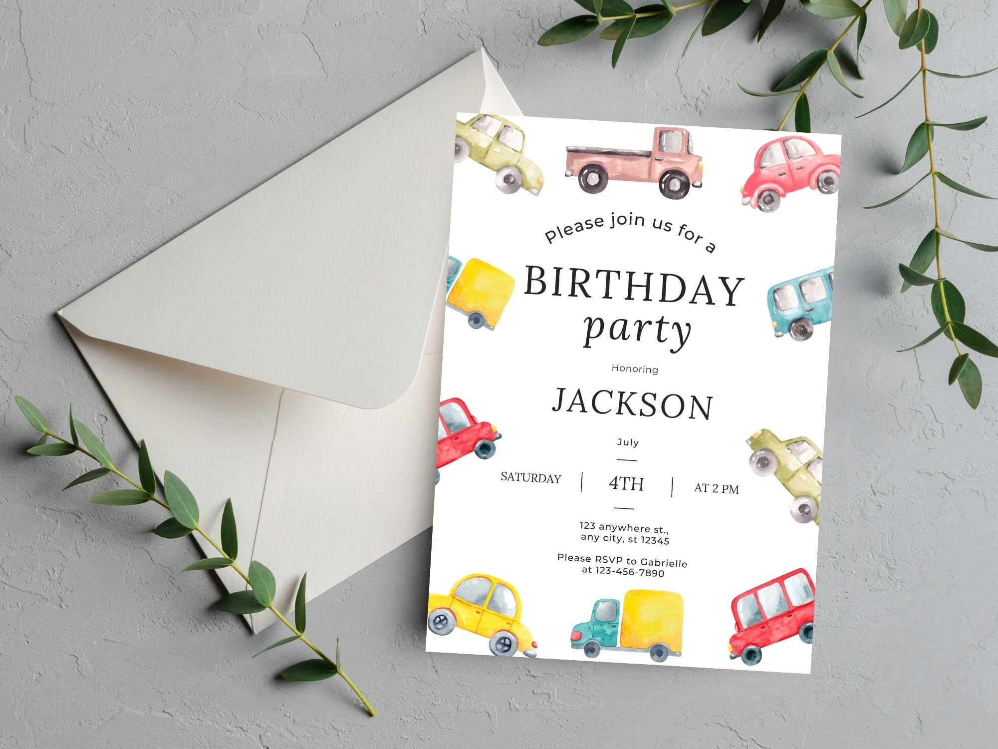 Editable Transportation Birthday Invitation Digital, Truck Car Evite ...