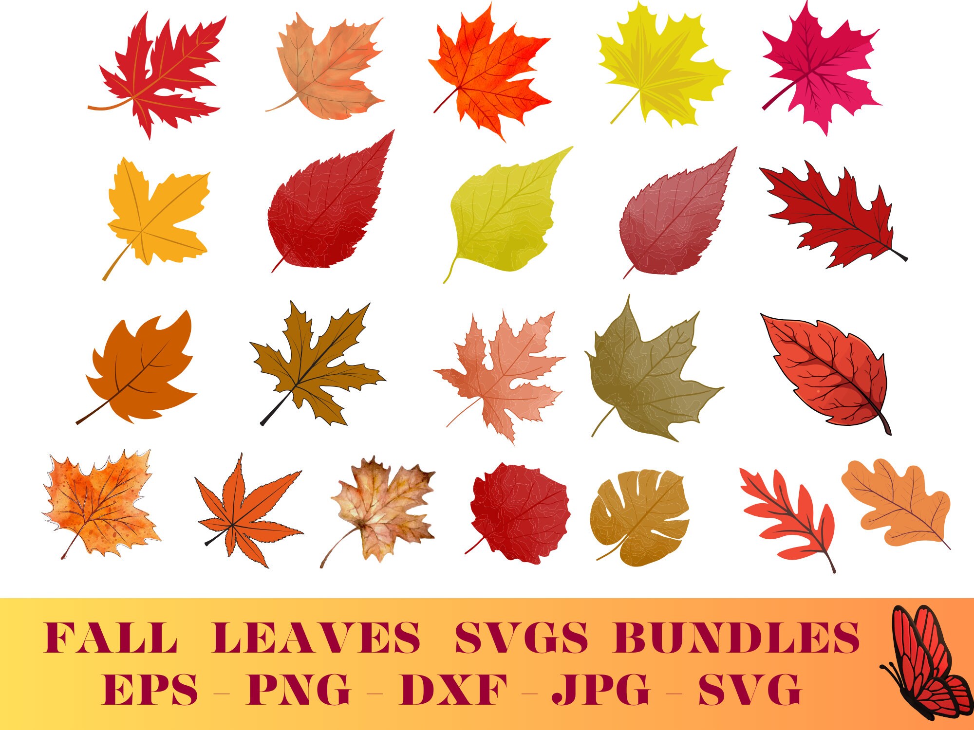 Fall Leaves Svg, Fall Svg, Fall Leaf Svg Bundle, Fall Png, Dxf, Clipart ...