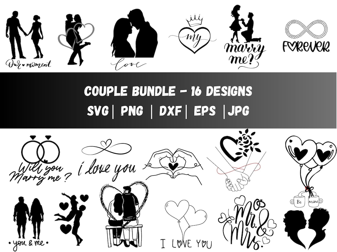 Couple SVG Bundle - Couple PNG Bundle - Couple Clipart - Couple SVG Cut ...