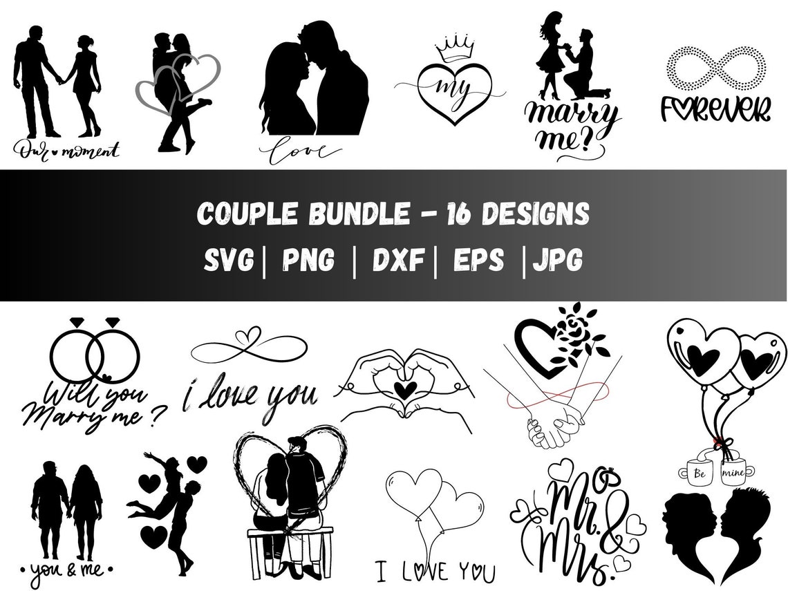 Couple SVG Bundle - Couple PNG Bundle - Couple Clipart - Couple SVG Cut ...