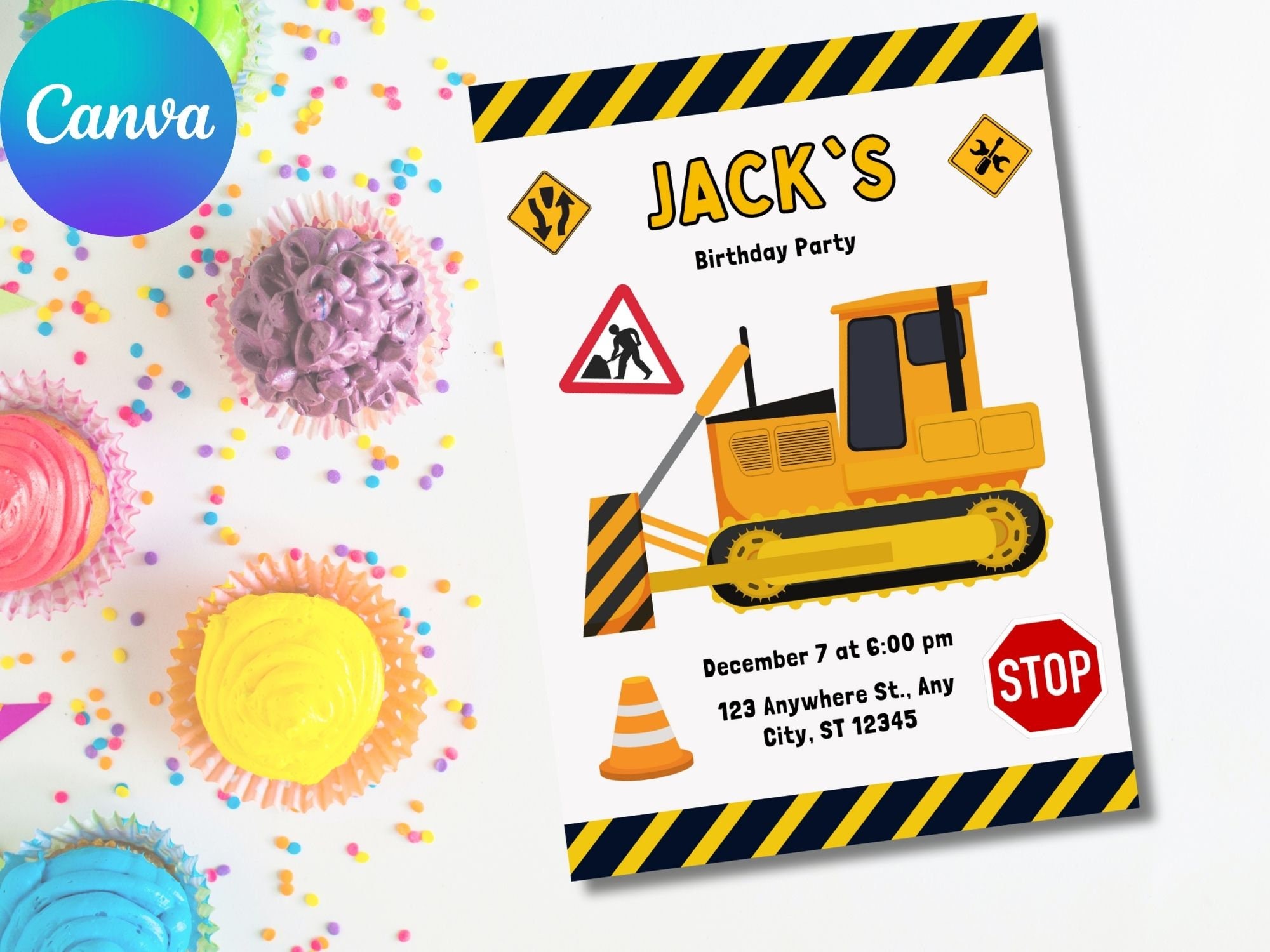 Construction Birthday Invitation Editable Construction Invitation