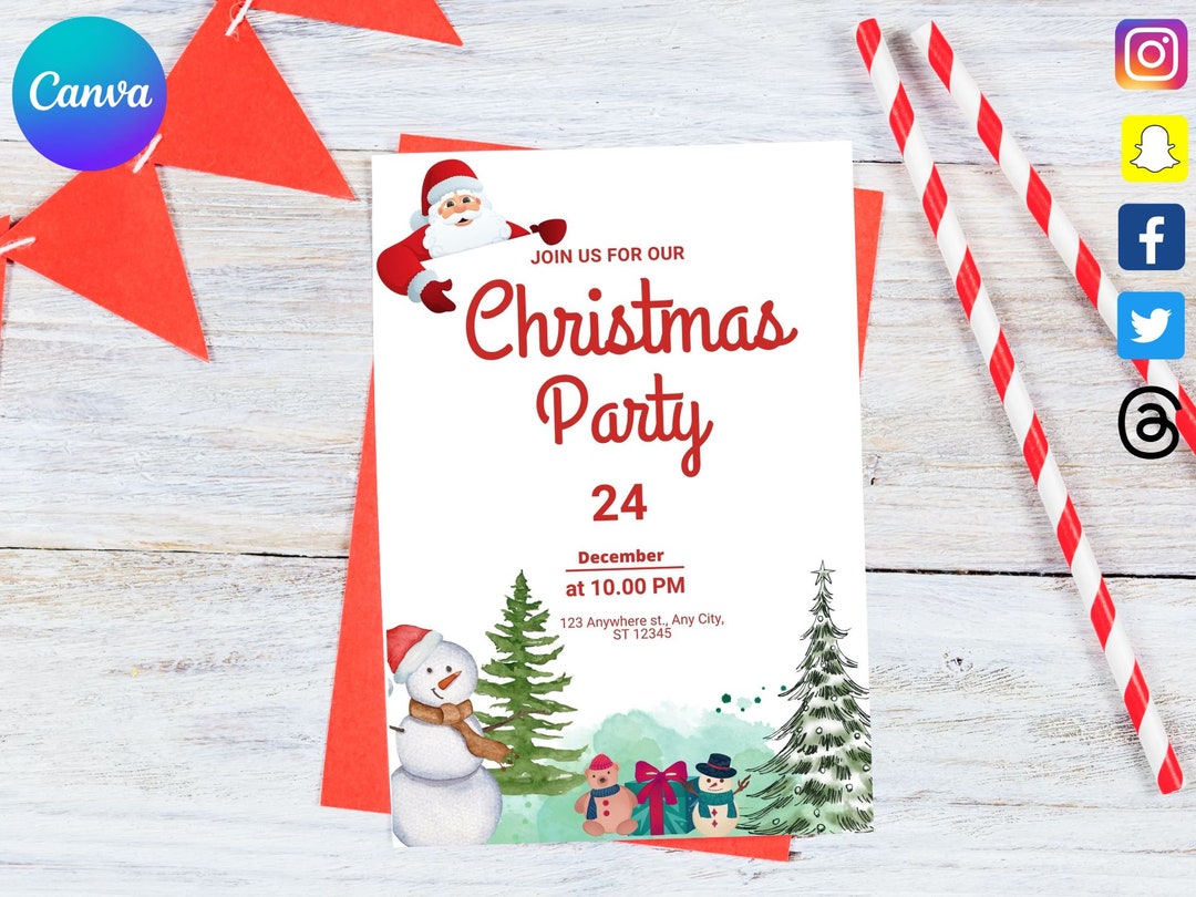 Happy Holiday, Party Night, Christmas Party, Winter Party Card, Digital ...