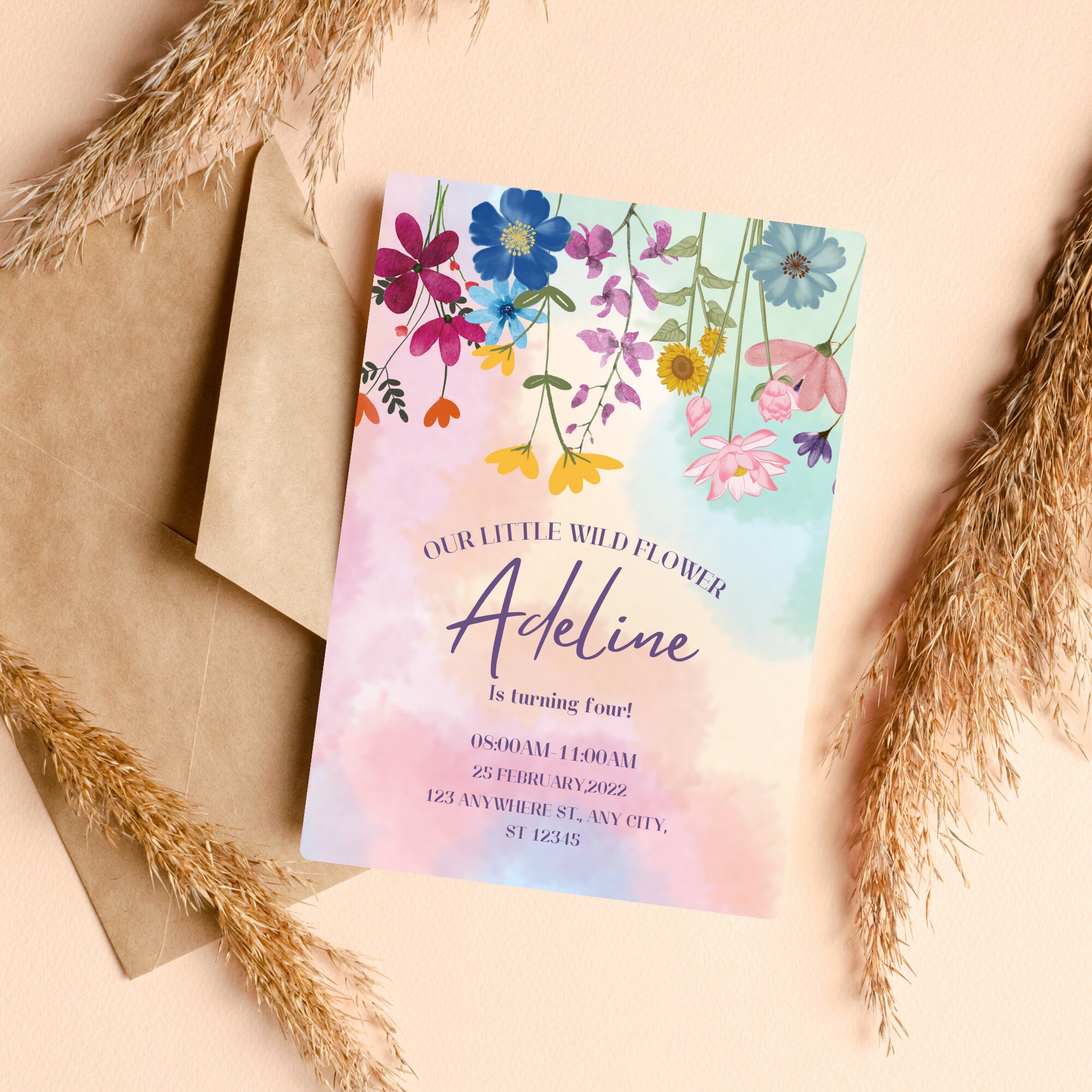 Wildflower Birthday,party Invitations | Printable, Instant Download ...
