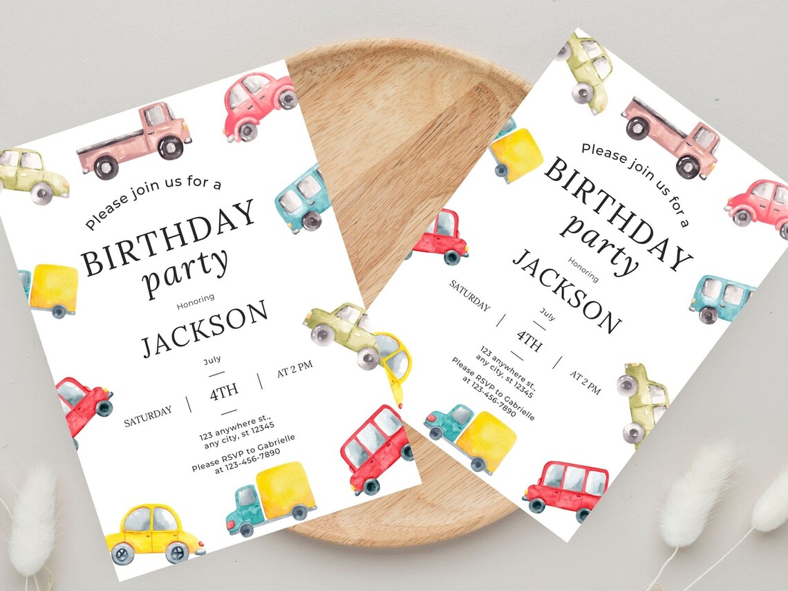 Editable Transportation Birthday Invitation Digital, Truck Car Evite ...