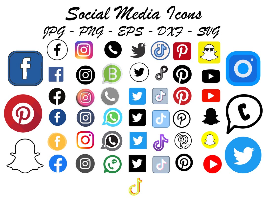 Social Media Transparent Icons SVG Bundle | 37 Icon Logos | Facebook ...