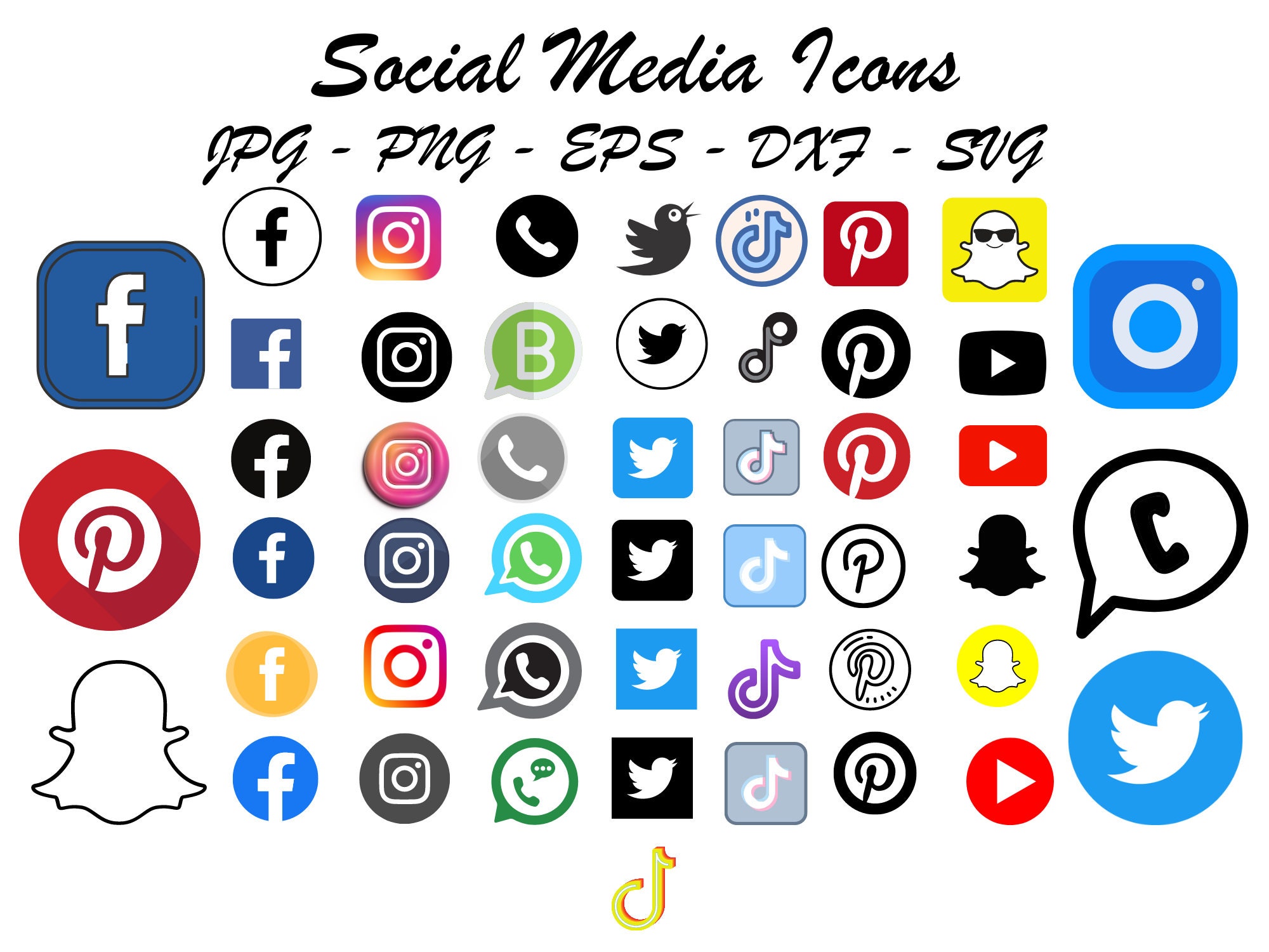 Social Media Transparent Icons SVG Bundle | 37 Icon Logos | Facebook ...