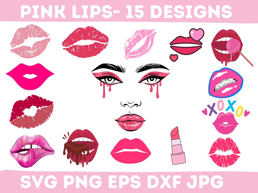 Mega Lips Svg Bundle Lips Png Bundle Kiss Svg Lips Print Svg Red Lips ...