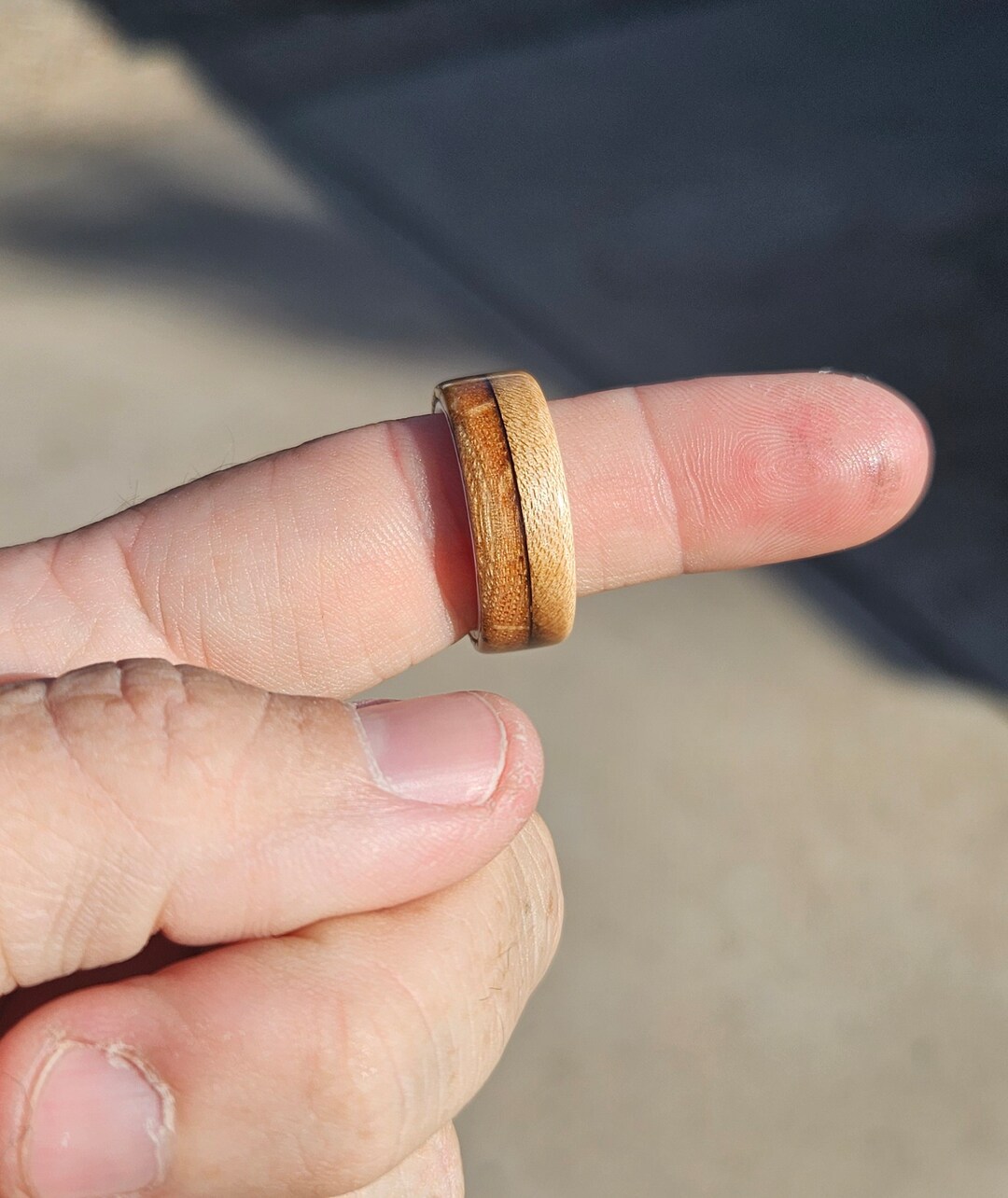 Rustic Dual Wood Ring Made From Historic Parachute Factory Flooring on ...