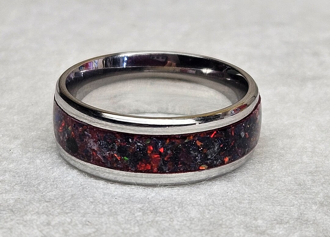 Multi-colored Red Opals on Stainless Steel Ring Core - Etsy
