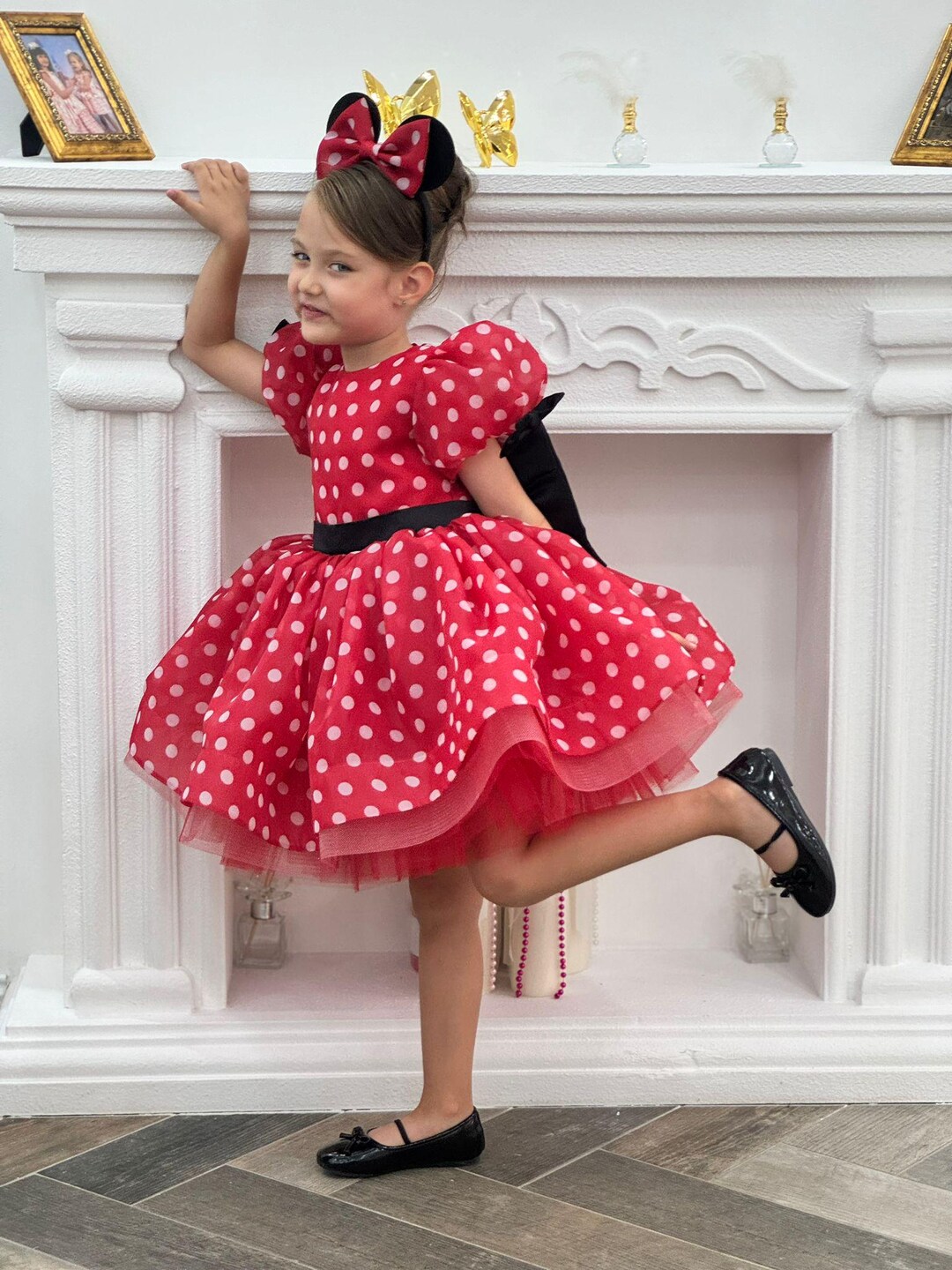 Minnie Mouse Inspired Polka Dot Dress With Black Tutu - Etsy