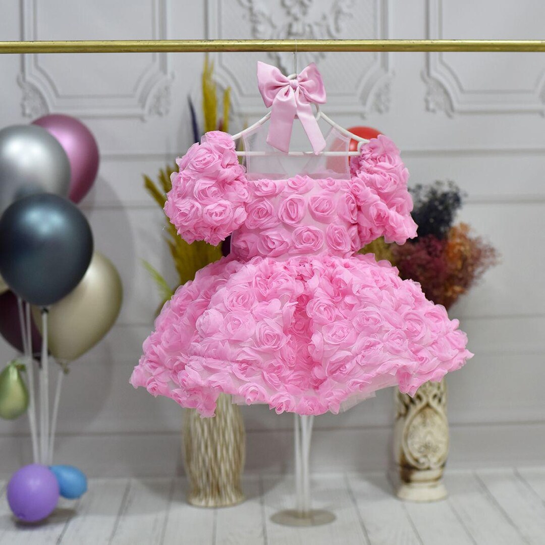 Pink Rose Tutu Dress – Elegant Girls Party & Special Occasion Dress - Etsy