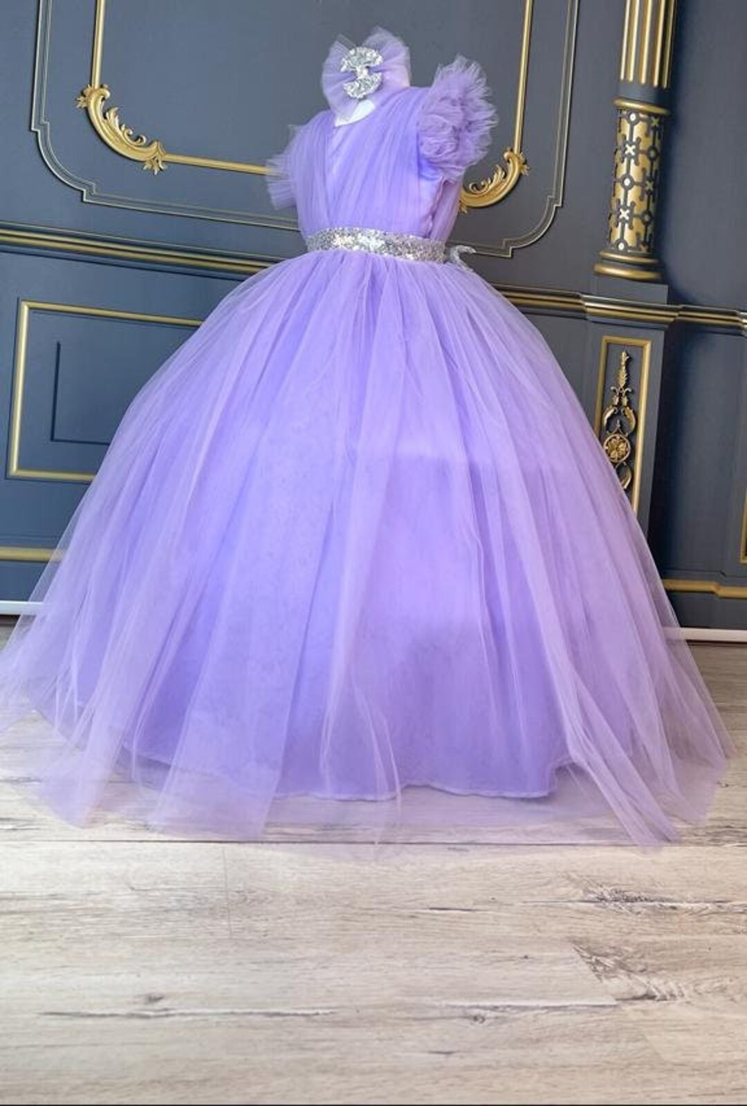 Lilac Tulle Princess Dress: Flower Girl, First Birthday - Etsy