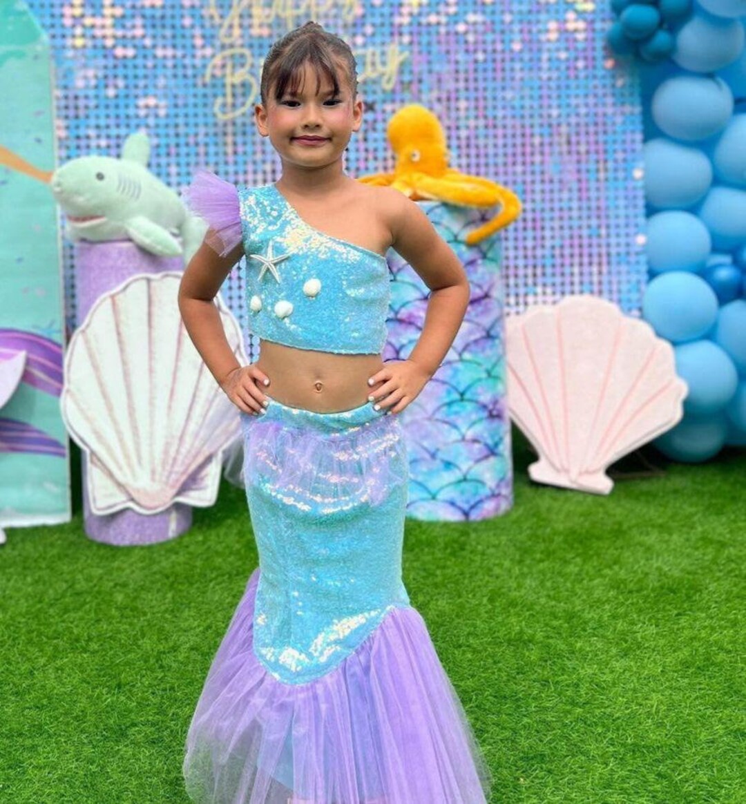 Enchanting Mermaid Costume for Girls - Purple and Blue Ariel Dress for ...