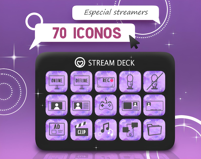 Pack 70 Galaxy Icons for Stream Deck | Streamer Control Setup | Purple ...