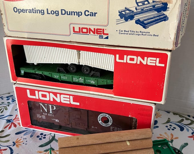 Lionel Train "flat Car, Log Dump Car, Box Car" - Etsy